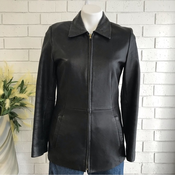 Nine West | Jackets & Coats | Nine West Smooth Black Leather Jacket ...